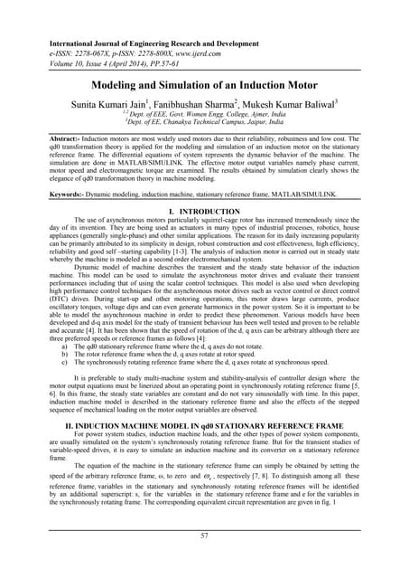 Mathematical Modelling of an 3 Phase Induction Motor Using MATLAB ...