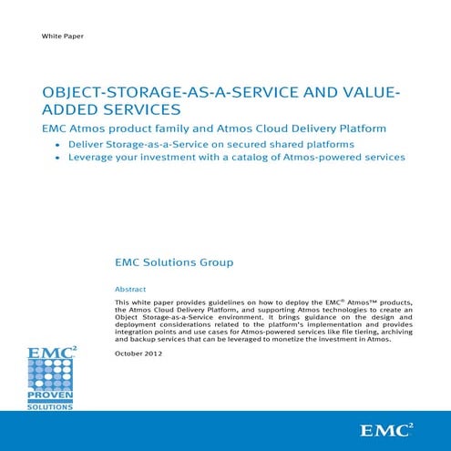 EMC Atmos Cloud Storage Architecture | PDF