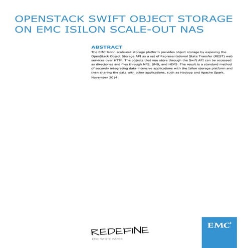 Openstack Swift Object Storage On Emc Isilon Scale Out Nas Pdf