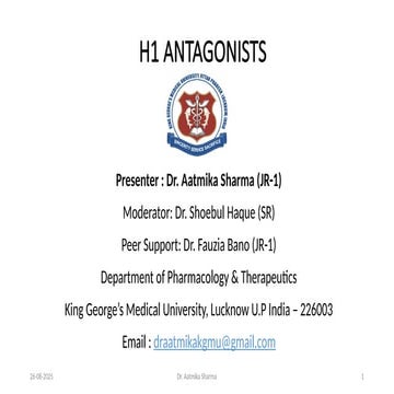 H1 Antagonists Dr_AatmikaSharma King’s George Medical University ...