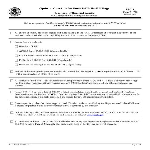Checklist for Filing H1B Visa FY 2015 | PDF