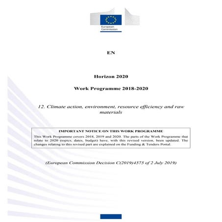 H2020 Work Programme 2018-2020 for Climate Action, Environment ...