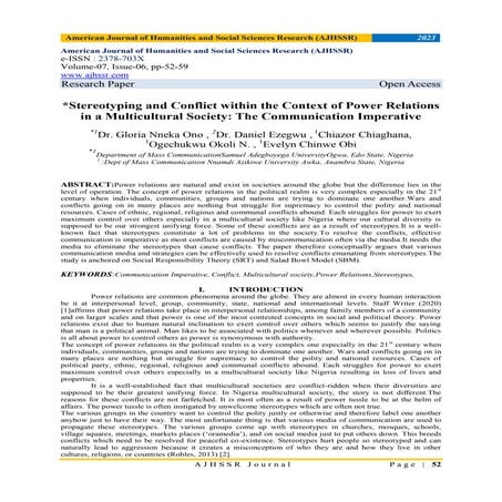 *Stereotyping and Conflict within the Context of Power Relations in a ...