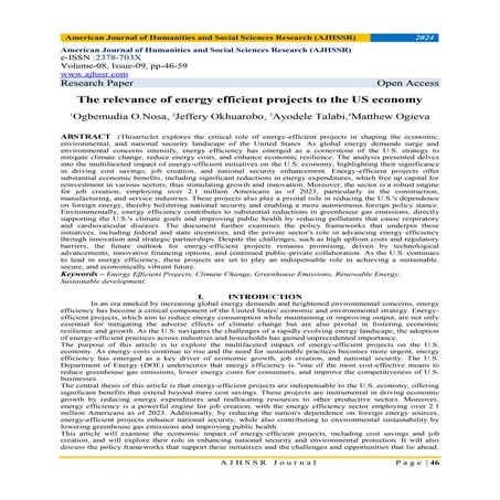 The relevance of energy efficient projects to the US economy | PDF