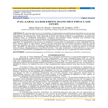 PAG-AARAL SA KOLEHIYO: ISANG MULTIPLE CASE STUDY | PDF