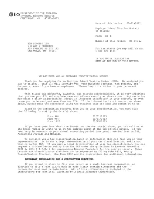 EIN Assignment Letter | PDF