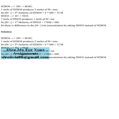 H2SO4 --- 2H+ + SO42-1 mole of H2SO4 produces 2 moles of H+ ions.pdf