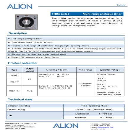 H3BA series multi range analogue timer | PDF