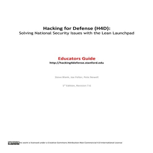 Hacking for Defense Educators guide and Syllabus | PDF