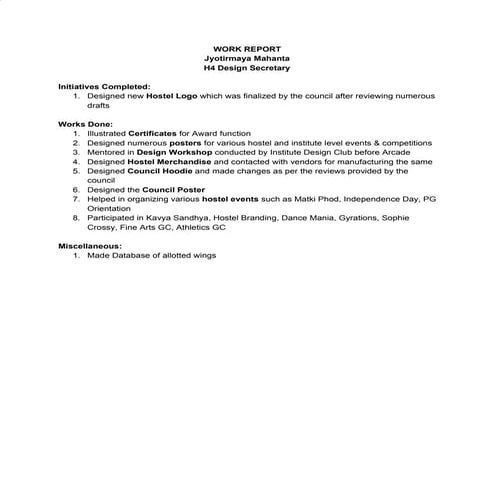 H4 work report | PDF