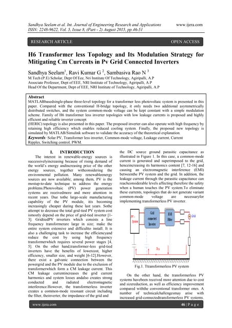Comparison of Different Topologies for Transformer-less Inverter – A ...