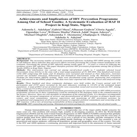 Achievements and Implications of HIV Prevention Programme Among Out of ...