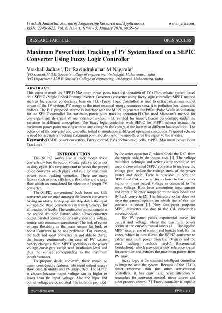 Maximum Power Point Tracker Using Fuzzy Logic Controller with Reduced Rules | PDF