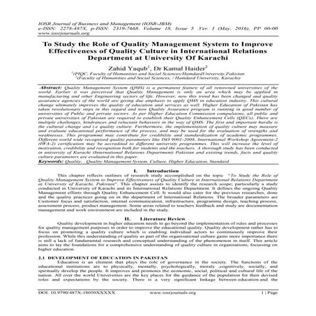 To Study the Role of Quality Management System to Improve Effectiveness ...