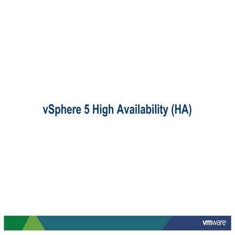 Introduction - vSphere 5 High Availability (HA) | PDF