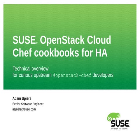 Chef cookbooks for OpenStack HA | PPT