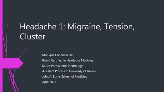 Migraine its presentation and management | PPT