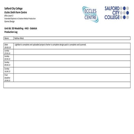 Ha3 sidekick production_log_200313 | DOCX