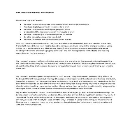 Hip hop shakespeare evaluation yo | DOCX
