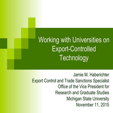 Working with Universities on Export-Controlled Technology | PDF