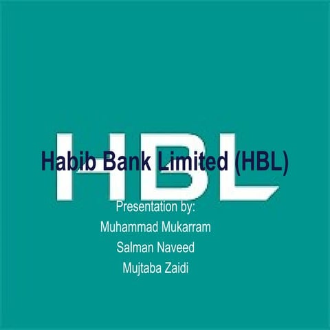 Habib Bank Limited Presentation of Banking Course | PPTX