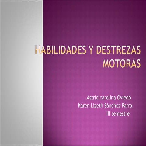 Habilidades y destrezas motoras Karen Lizeth Sanchez Parra | PPT