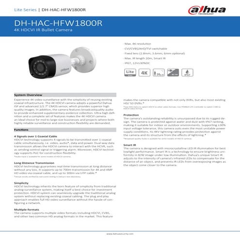 HAC-HFW1800R - Ficha Tecnica.pdfARTICULO | PDF