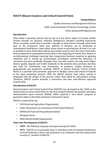 Lecture 11 hazard analysis and critical control point HACCP | PPT | Chemistry | Science
