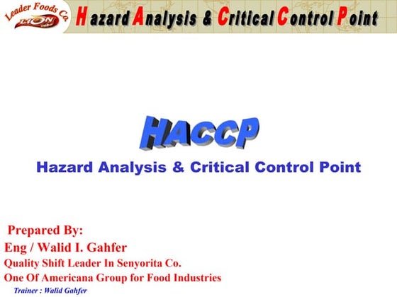 HACCP Presentation | PPT | Home Appliances | Home & Garden