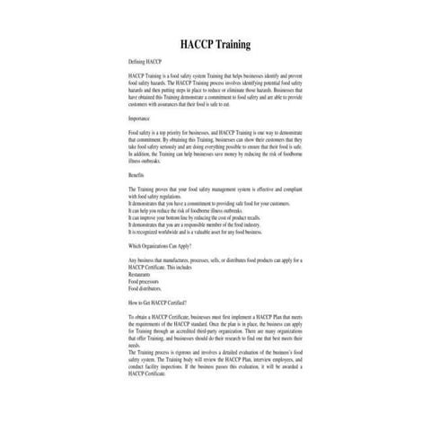 Haccp Training Ppt