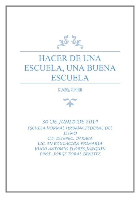 Hacer de una escuela, una buena escuela | PDF