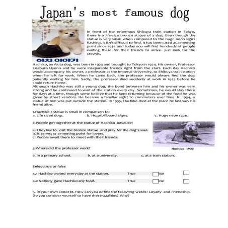 Hachiko reading-comprehension-fun-activities-games-reading ...