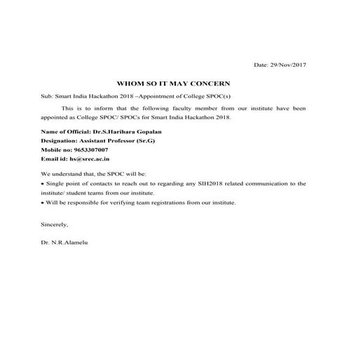 Hackathon nomination letter | DOC