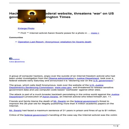 Hackers take over federal website, threatens ‘war’ on US government ...