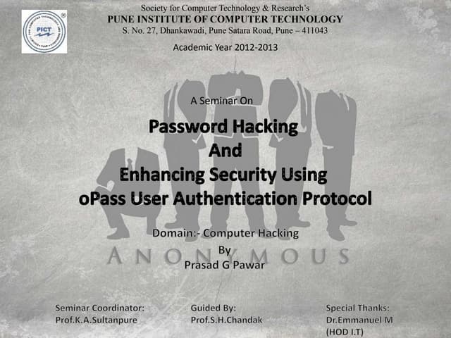 Password Stealing And Enhancing User Authentication Using Opass Protocol Ppt 2654