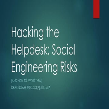 Hacking the Helpdesk: Social Engineering Risks | PPT