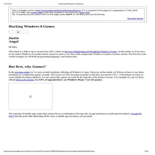 Hacking windows 8 games | PDF
