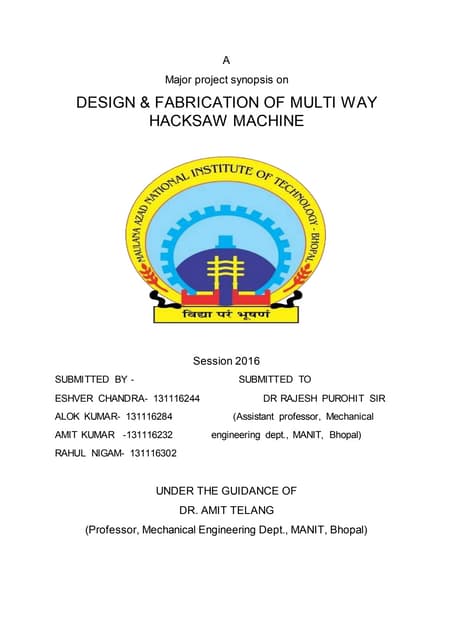 Automatic four way hacksaw machine(project) | PPTX