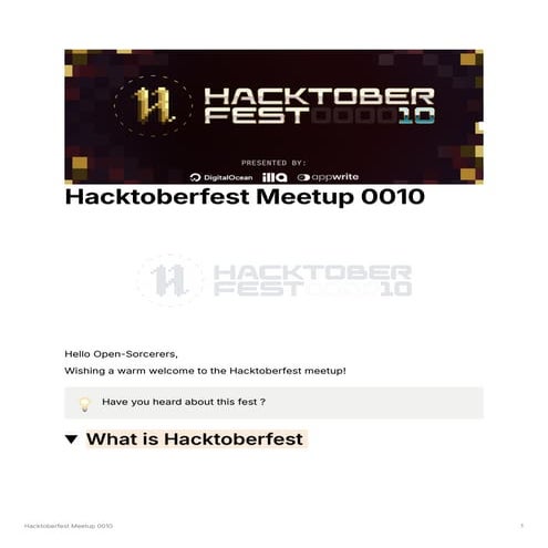 Hacktoberfest Meetup 2023 Presentation pdf | PDF