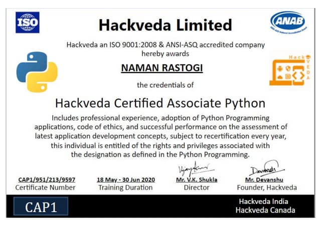 Hackveda Certified Associate In Python Programming Ppt 7593