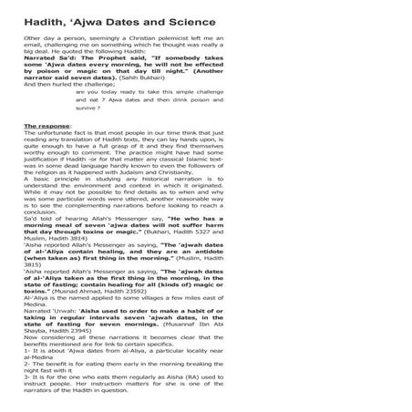 Hadith, ‘ajwa dates and science || Answering the missionaries and ...
