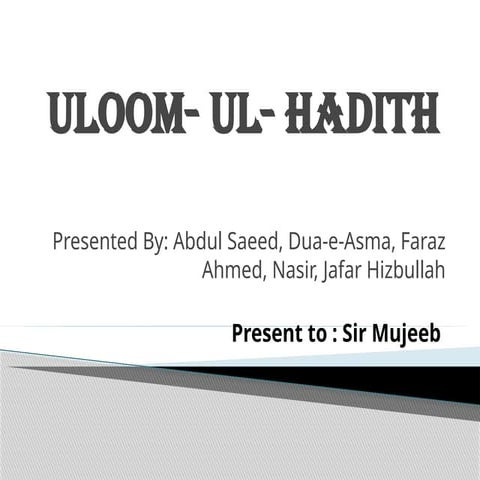 HADITH Dua-e-Asma- BSN generic nursing program | PPTX