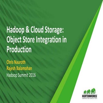 Hadoop And Cloud Storage Object Store Integration In Production Final Ppt