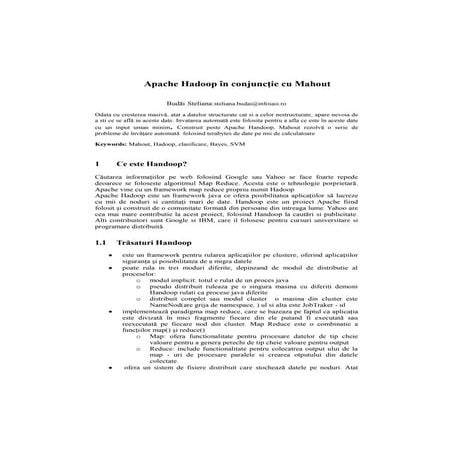 Hadoop Mahout Budai Steliana | PDF