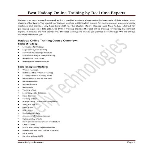 Hadoop online training | PDF | Databases | Computer Software and Applications