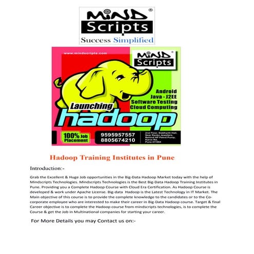 Big Data Hadoop Training Institutes In Pune Cloudera Certification