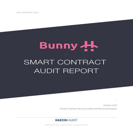 [Haechi Audit] Pancake Bunny Smart Contract Audit Report | PDF