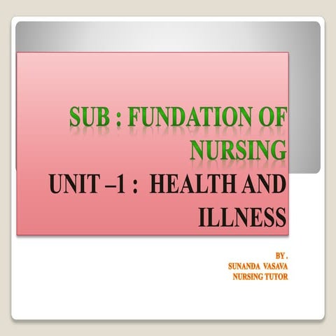 UNIT-1 INTRODUCTION TO HEALTH AND ILLNESS.pptx