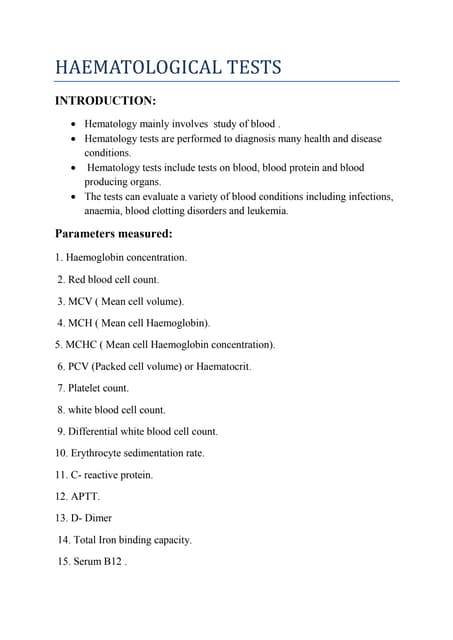 Presentation On Complete Hemogram | PPT