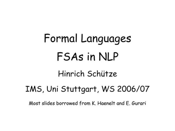 Lecture Notes Finite State Automata For Nlppdf Programming Languages Computing